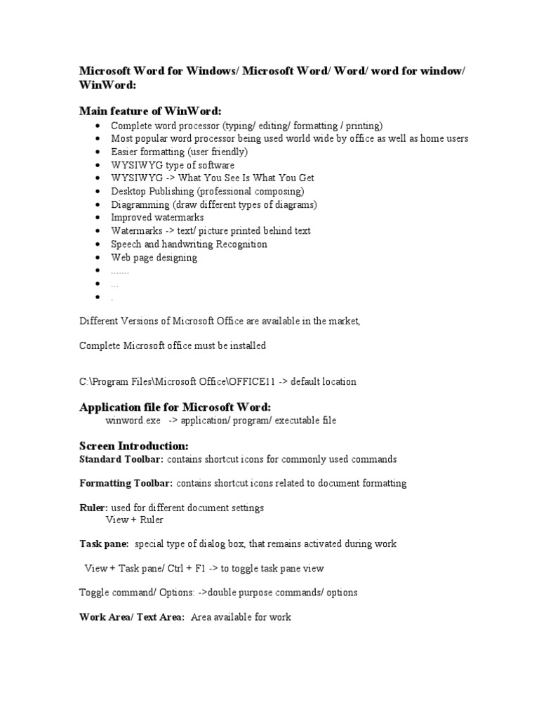 Microsoft Word For Windows/ Microsoft Word/ Word/ Word For Window ...