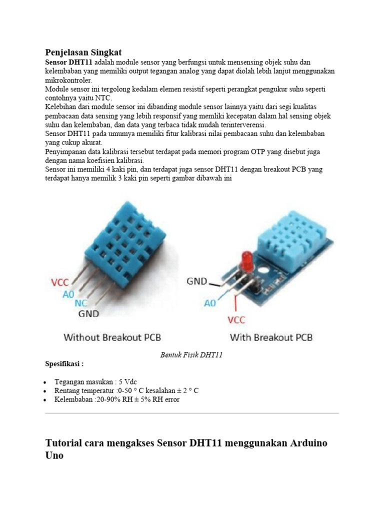 Tutorial Sensor DHT11 dengan Arduino | PDF
