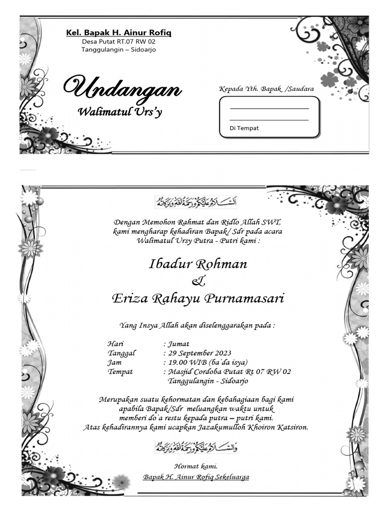 Undangan Walimatul Urs | PDF
