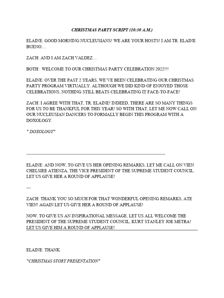 Christmas Party Script (10am) | PDF