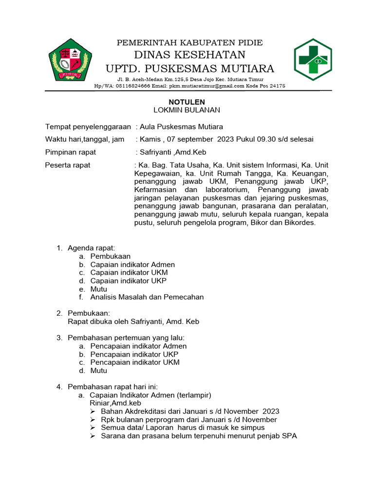 NOTULEN Lokmin 2023 | PDF