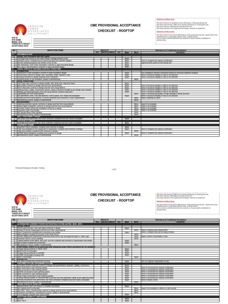 CME PAC Checklist (RT) | PDF | Rectifier | Electrical Connector