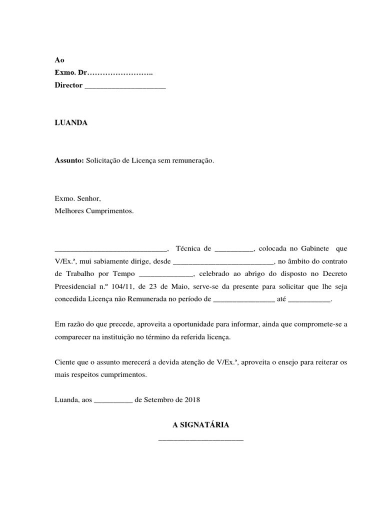 Solicitação de Licenca Sem Remuneração.. | PDF