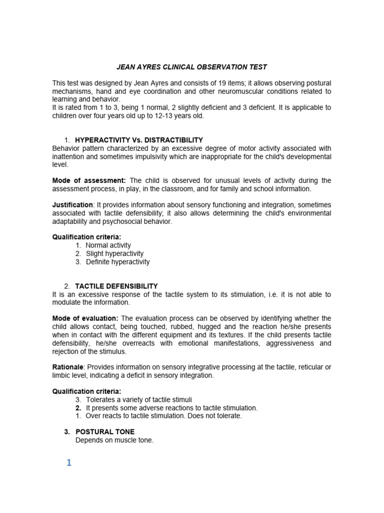 Clinical Observations Test | PDF