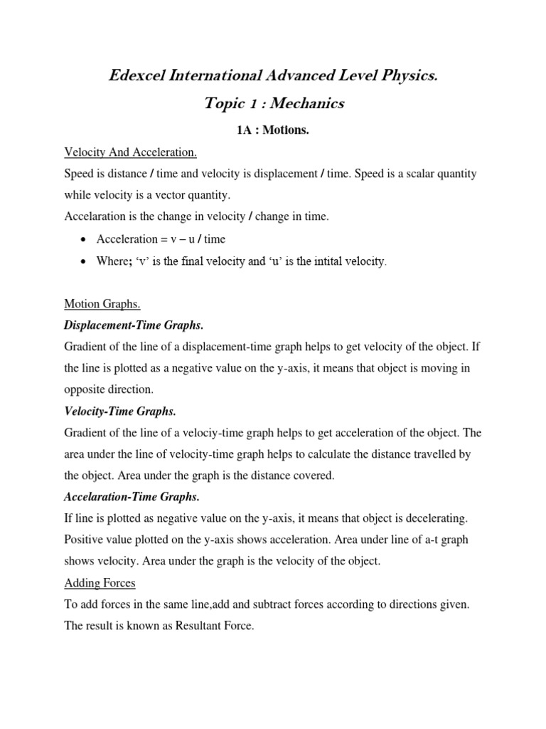 IAL Physics Mechanics | PDF | Velocity | Force