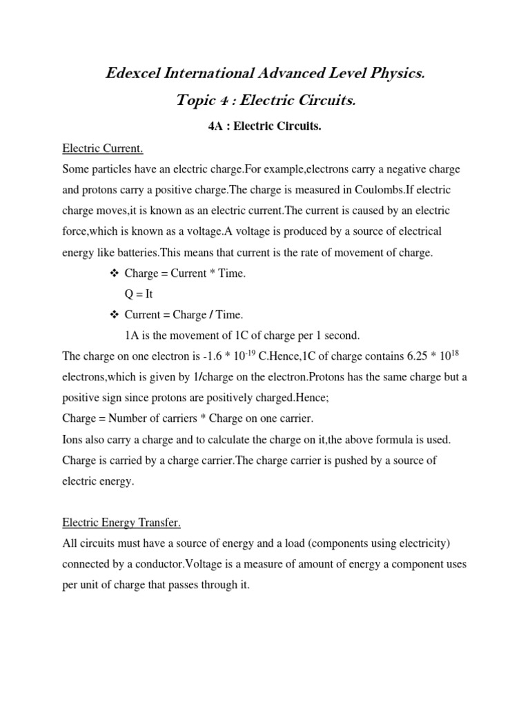 IAL Physics Electric Circuit | PDF | Technology & Engineering ...