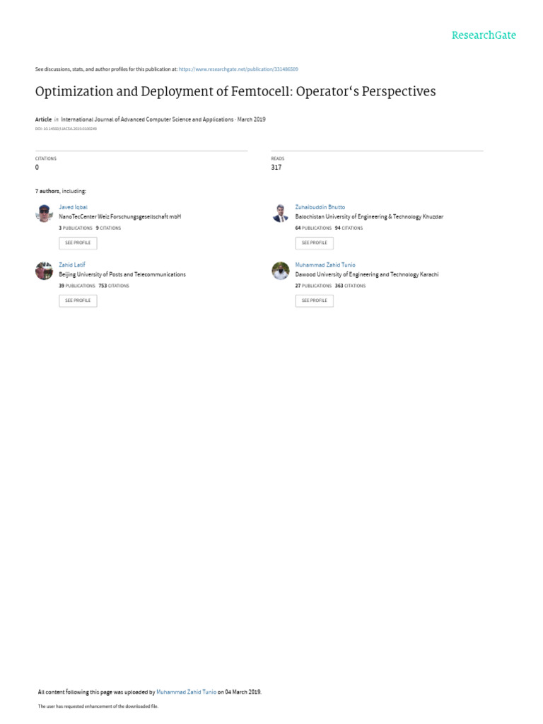Paper 49 Optimization And Deployment Of Femtocell Pdf Business Computers