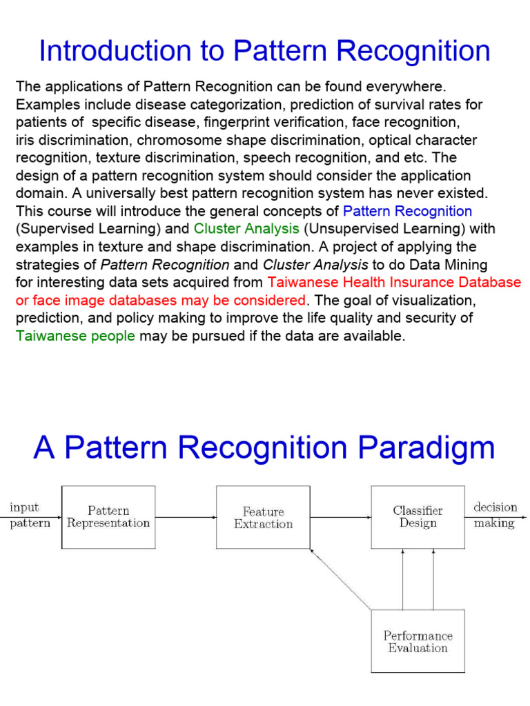 Pattern Recognition 1 | PDF | Pattern Recognition | Eigenvalues And Eigenvectors