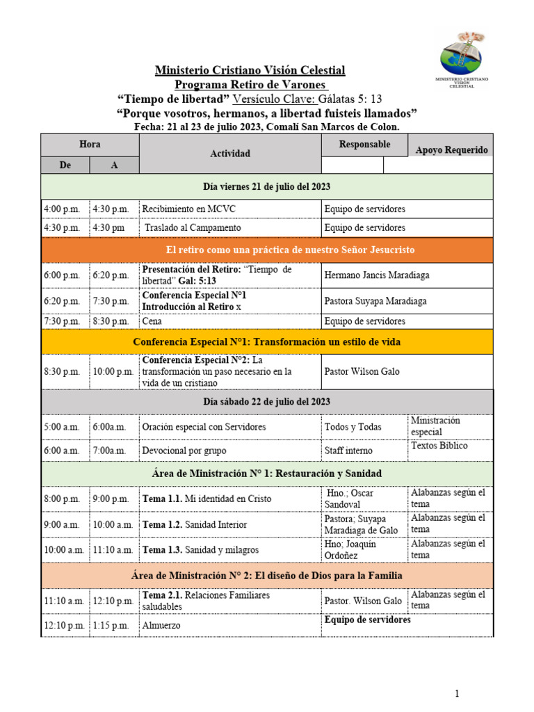 Programa Del Retiro Final | PDF