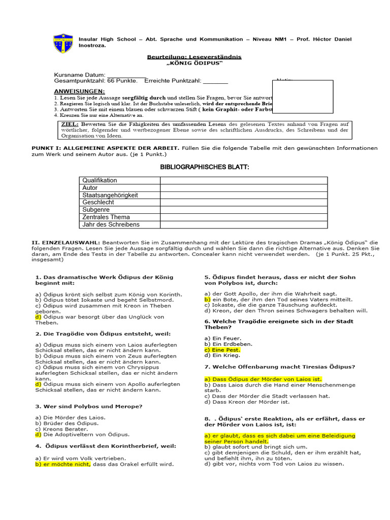 Ödipus Rex Test | PDF