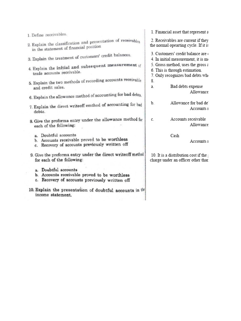 Intermediate Accounting Chapter 4 Exercises - Valix | PDF | Bad Debt ...