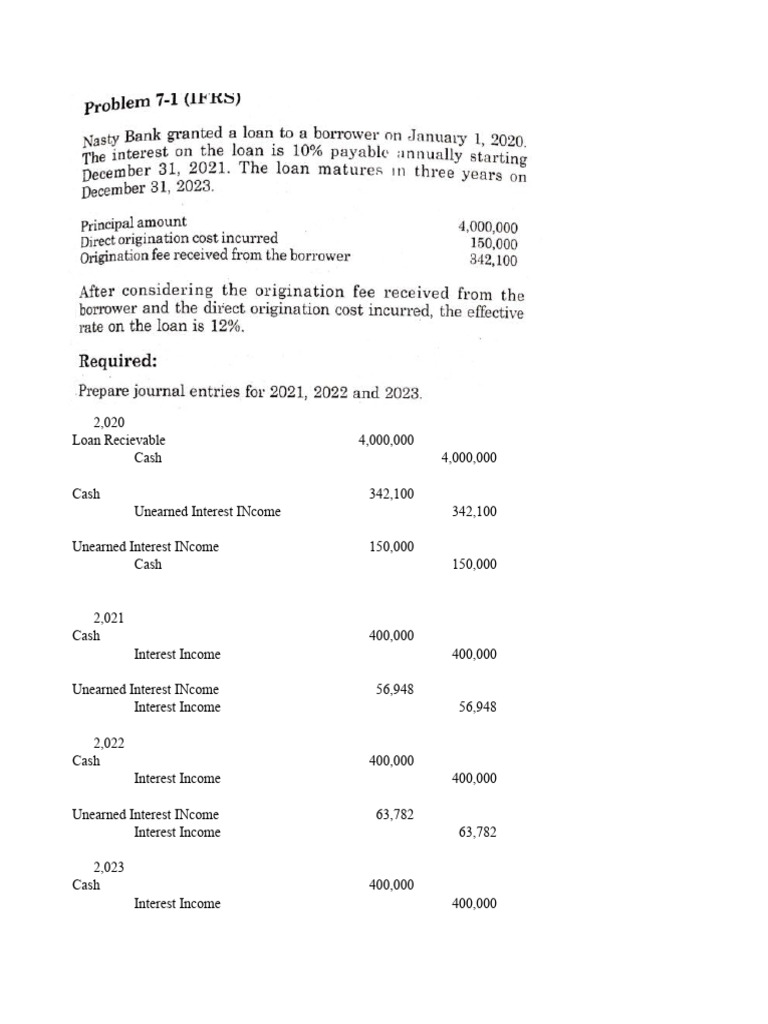 Intermediate Accounting Chapter 7 Exercises - Valix | PDF | Interest | Loans