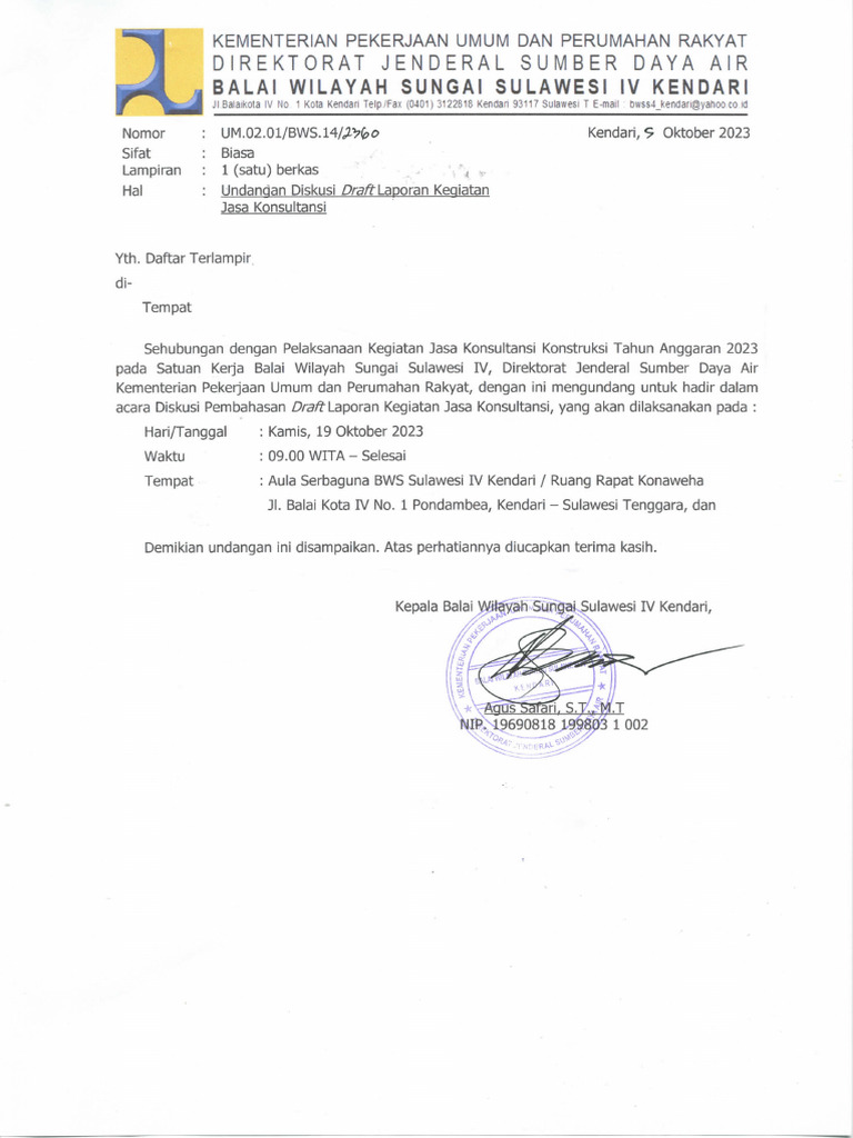 Undangan Diskusi Draft Laporan | PDF