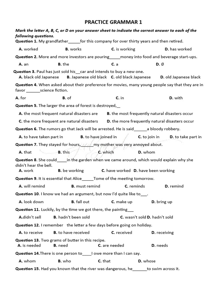 Practice Grammar 1 | PDF