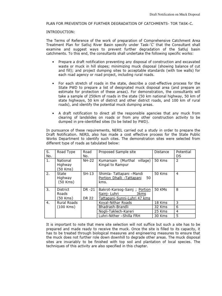 Guidelines For Muck Disposal | PDF | Environmental Impact Assessment | Soil
