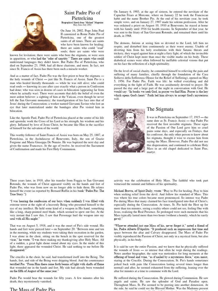 Saint - Padre - Pio of Pietrelcina | PDF