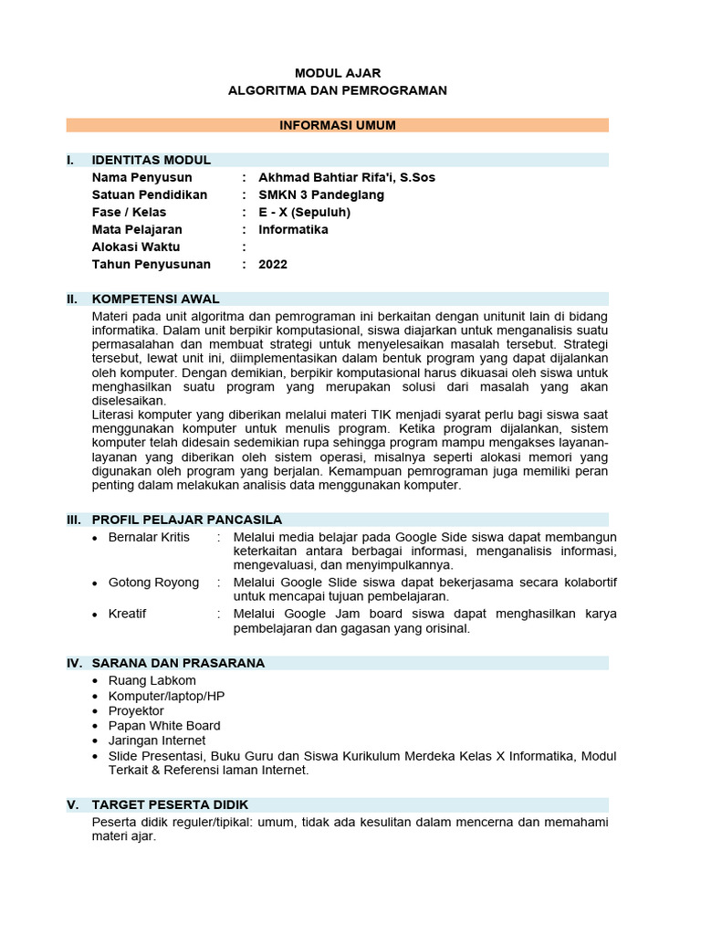 Informatika Bab 7 - Algoritma Dan Pemrograman | PDF Informatika Bab 7 - Algoritma Dan Pemrograman | PDF