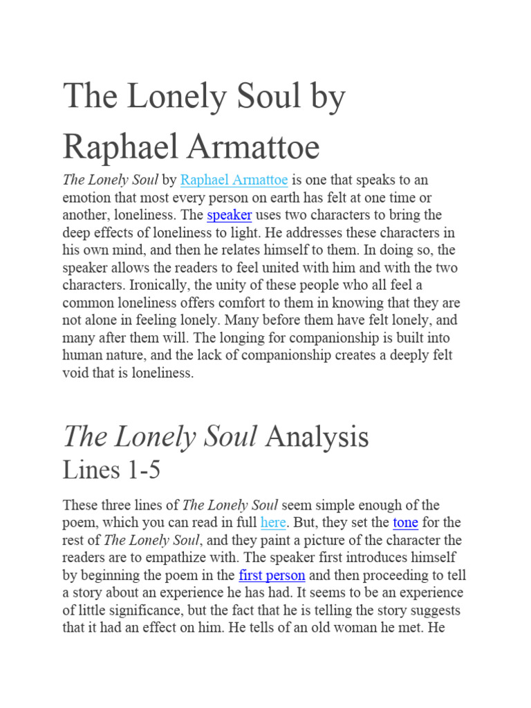 The Lonely Soul by Raphael Armattoe | PDF