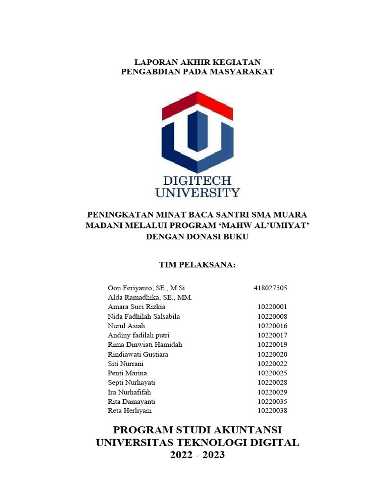 1 REVISI Laporan Akhir Kegiatan PPM.. | PDF