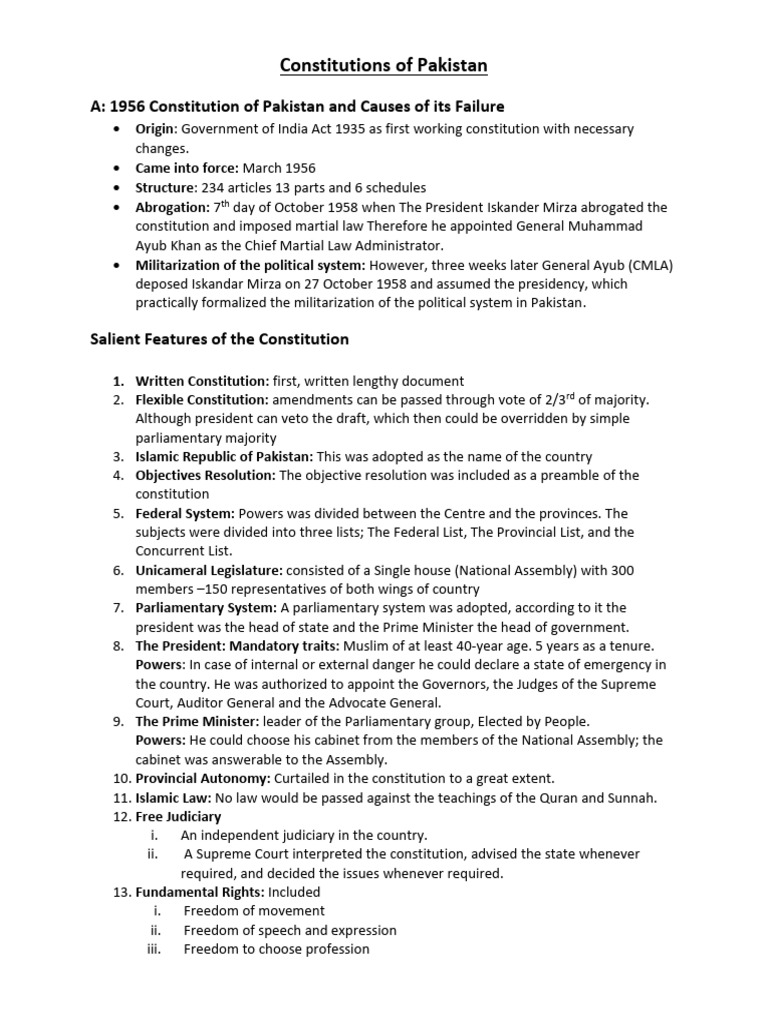 Overview of Pakistan's Constitutions | PDF | Political Charters ...