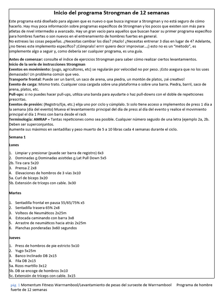 Programa Strongman de 12 Semanas-2 PDF | PDF | Salud y bienestar