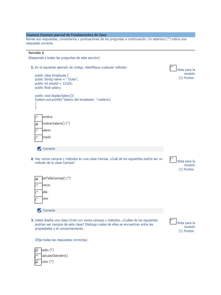 Respuestas Del Examen Intermedio de Java | Descargar gratis PDF | Java (lenguaje de programación ...