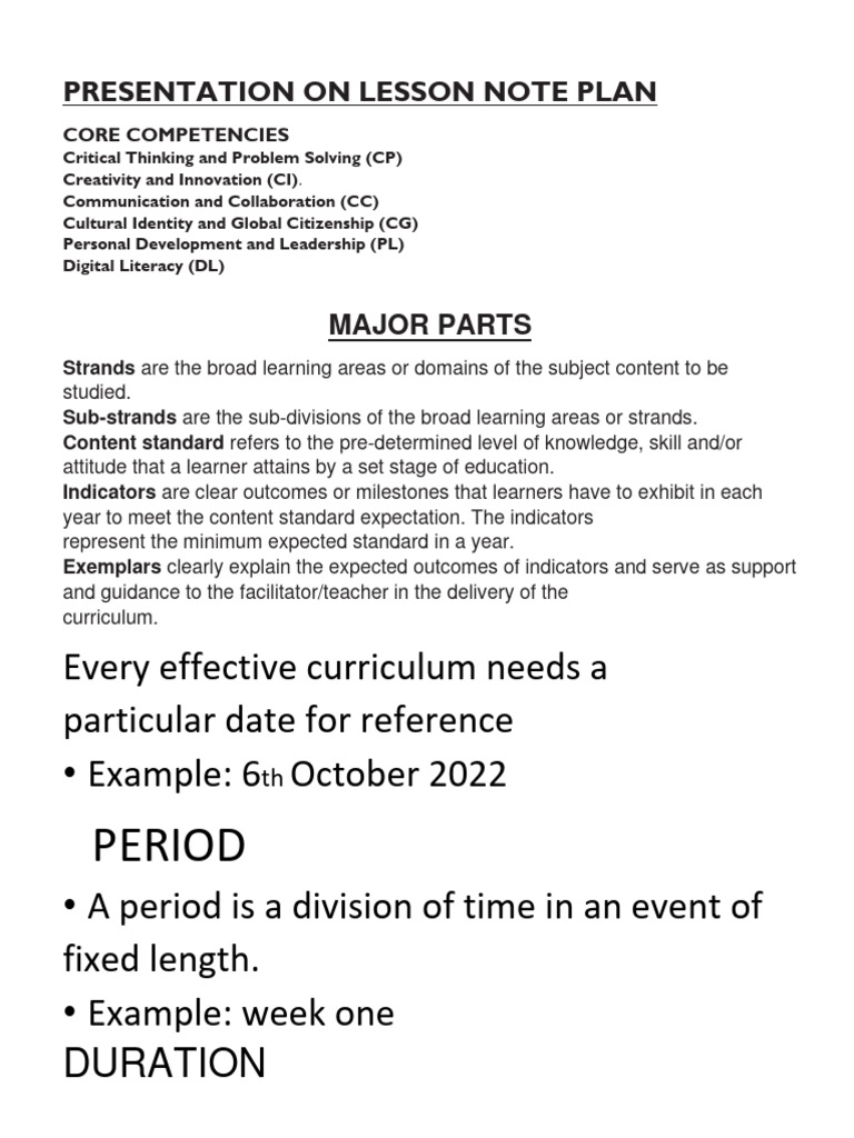Presentation on Lesson Note Plan | PDF