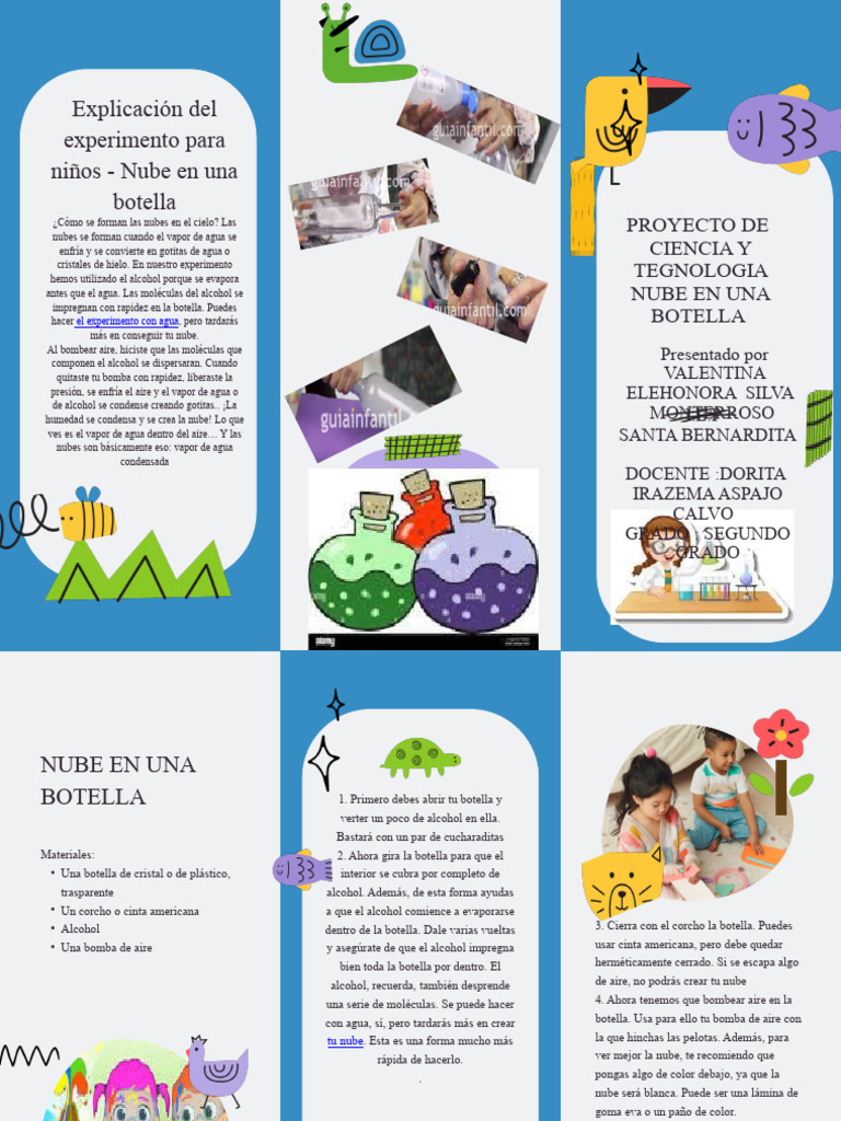Folleto Tríptico Proyecto Creativo para Niños Ilustrado Doodle Multicolor | PDF | Botella ...