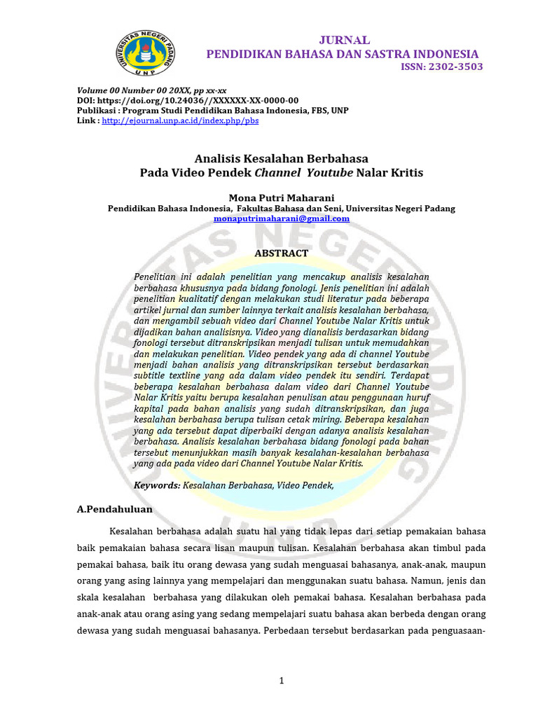 Analisis Kesalahan Berbahasa | PDF