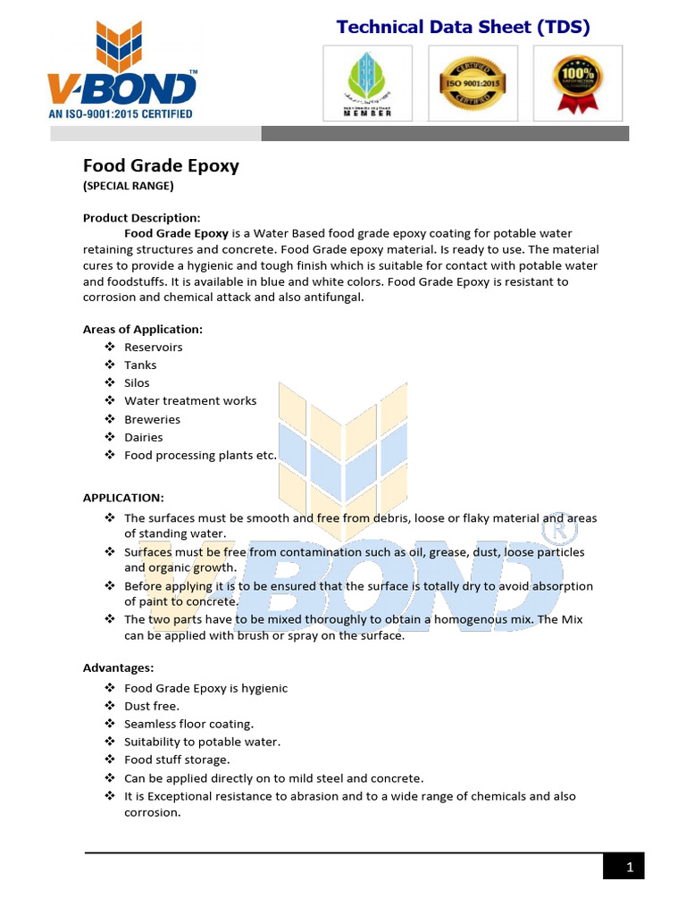 Food Grade Epoxy | PDF | Epoxy | Water