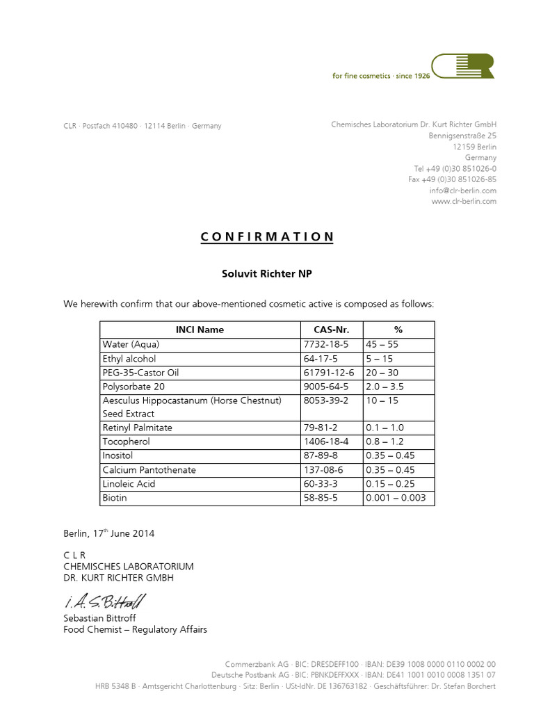 Soluvit-Richter-NP Confirmation Composition 2014-06-17 | PDF | Organic ...