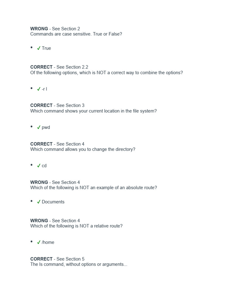 Command Line Quiz Guide | PDF | Computer File | Computer Science