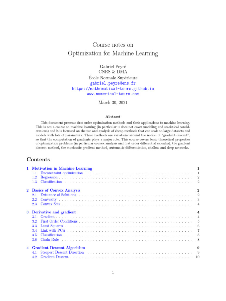 Optimization for Machine Learning | PDF | Derivative | Mathematical ...