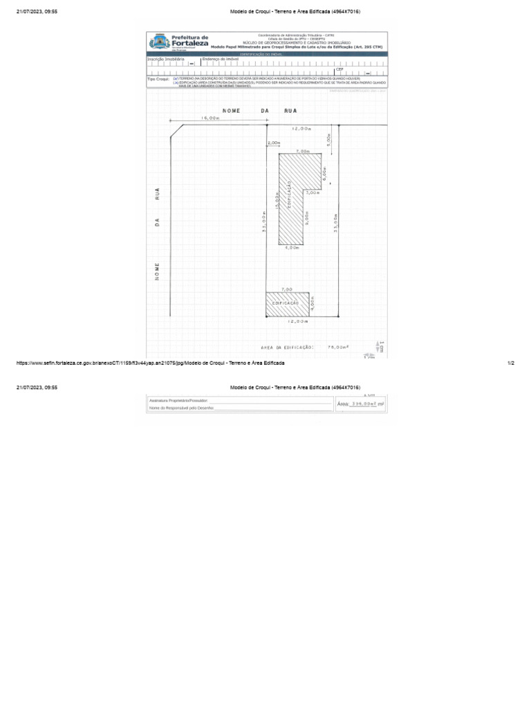 Modelo de Croqui - Terreno e Área Edificada | PDF