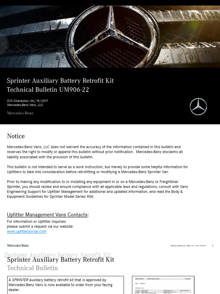 Sprinter Auxiliary Battery Retrofit Guide | PDF