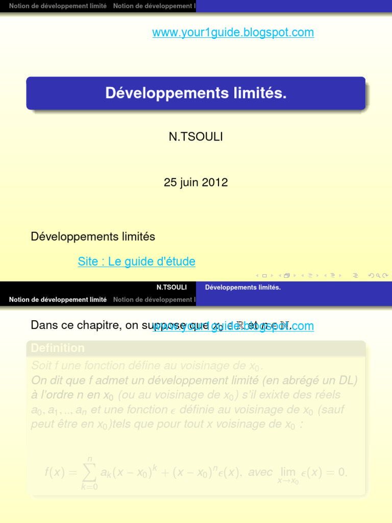 Notion de développement limité | PDF | Analyse asymptotique | Relations ...
