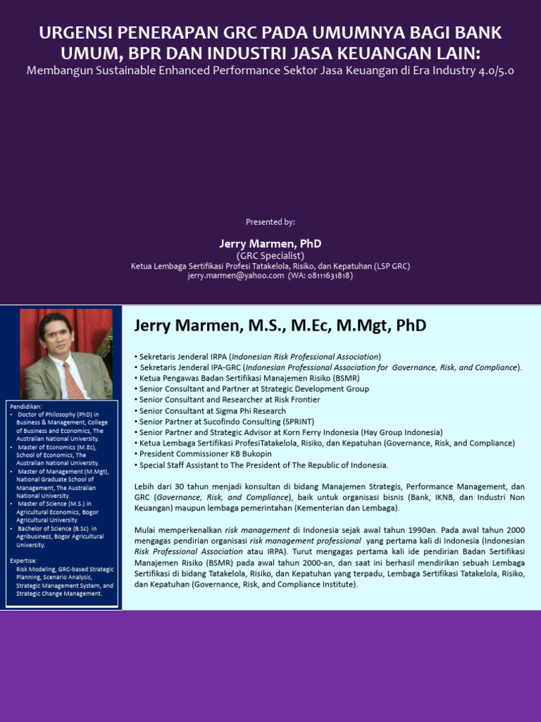 Jerry Marmen - GRC For Bank & SJK Version 1.1 | PDF