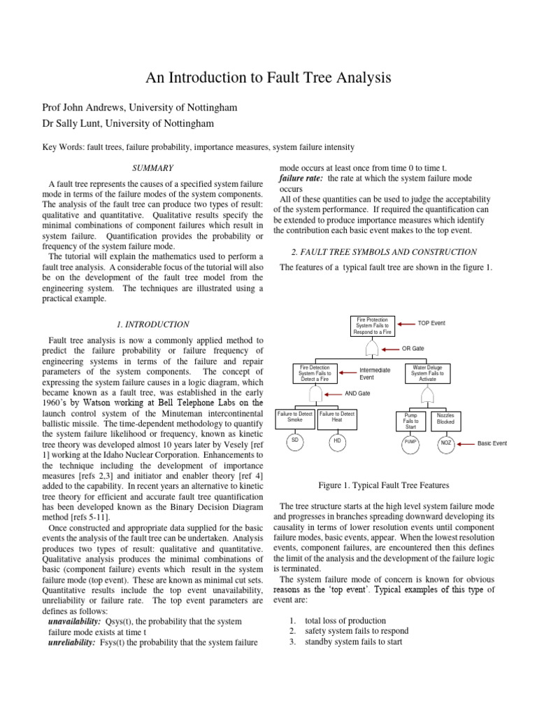 An Introduction To Fault Tree Analysis | PDF | Analysis | System
