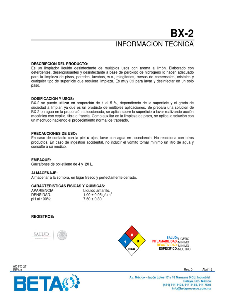 bx-2 Beta | PDF | Agua | Química Física