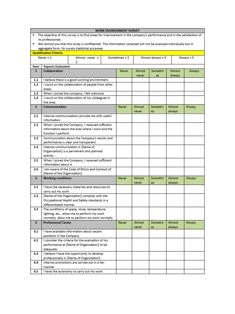 Work Environment Survey | Download Free PDF | Information ...