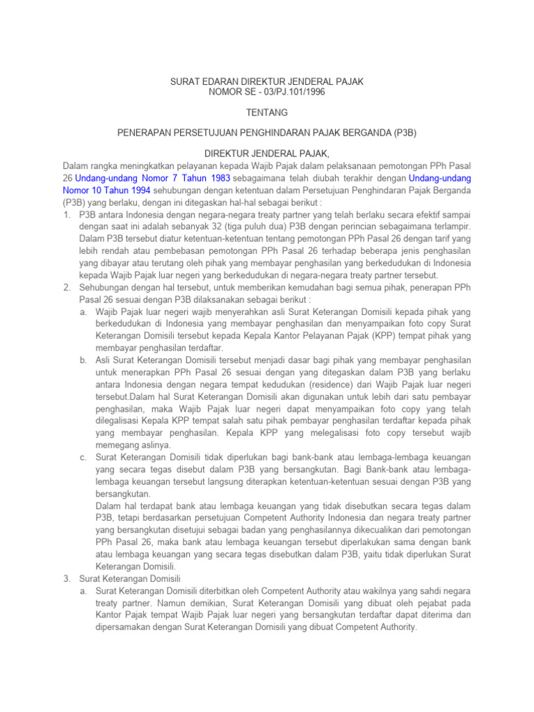 Surat Edaran Direktur Jenderal Pajak SKD | PDF Surat Edaran Direktur Jenderal Pajak SKD | PDF
