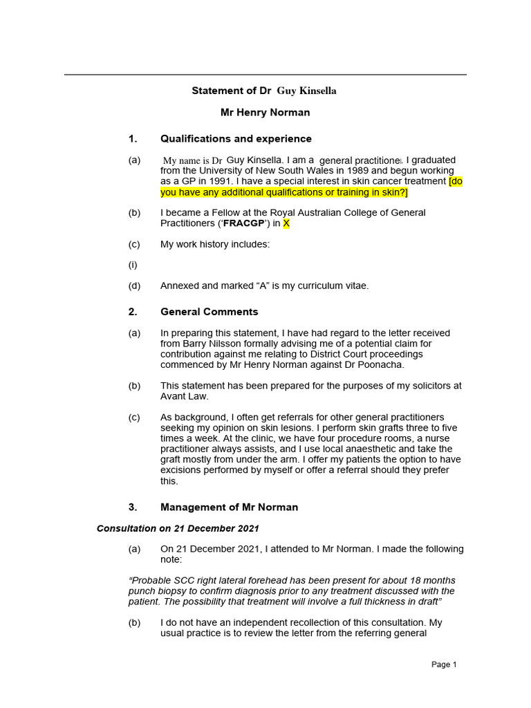 2023.10.11 Statement of Member - DR Kinsella | PDF | Radiation Therapy ...
