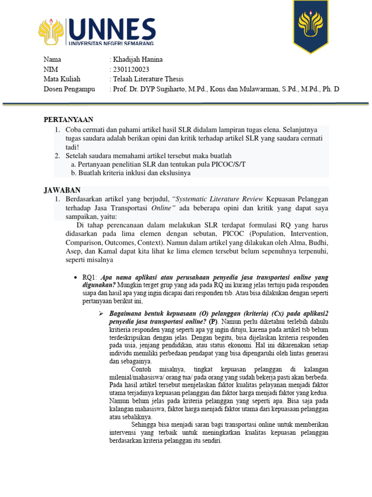 Metode SLR (Systematic Literature Review) PICOC | PDF