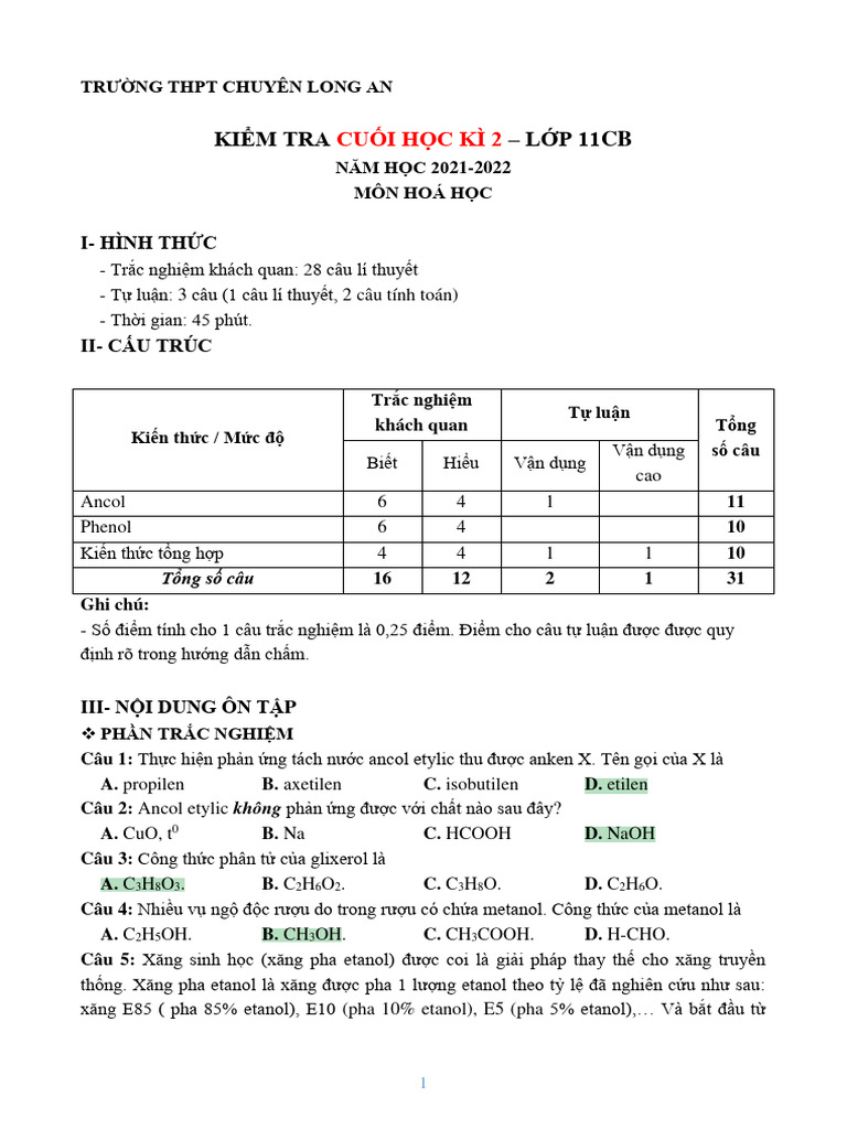 Ma Tran - 11CB - Thi HK2 - 2122 | PDF
