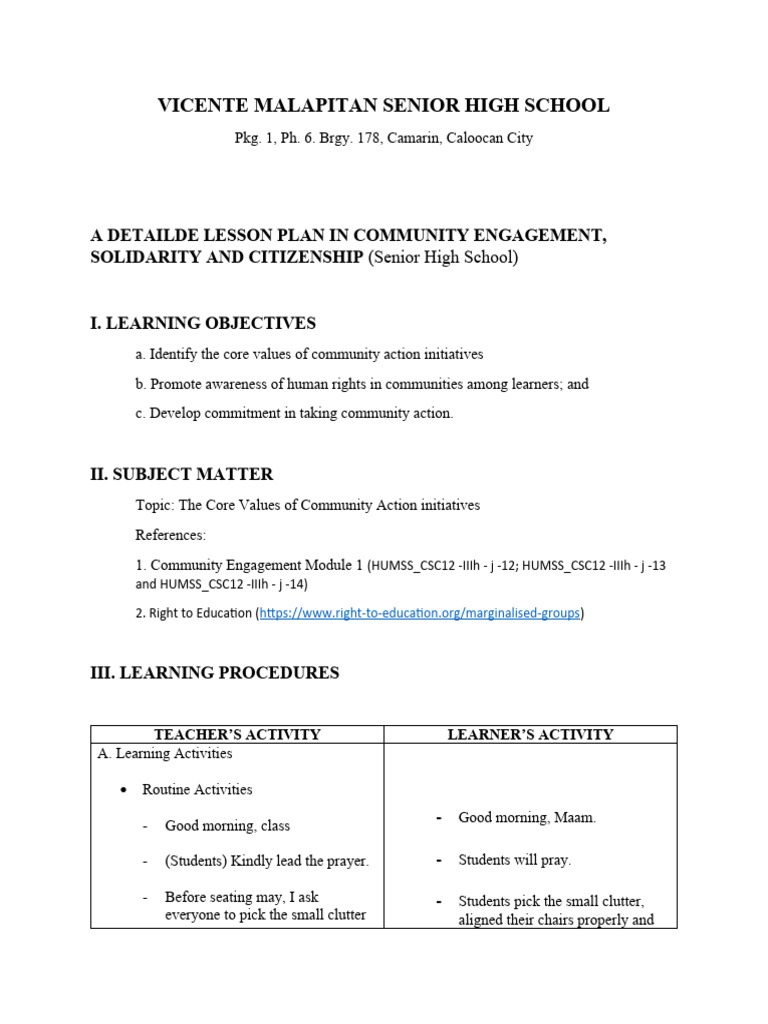 Lesson Plan Module 1 Cesc | PDF | Social Equality | Rights