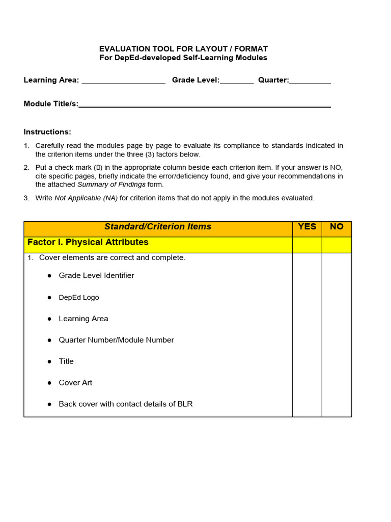 Evaluation Tool For Layout With Summary of Findings | PDF | Page Layout | Computing