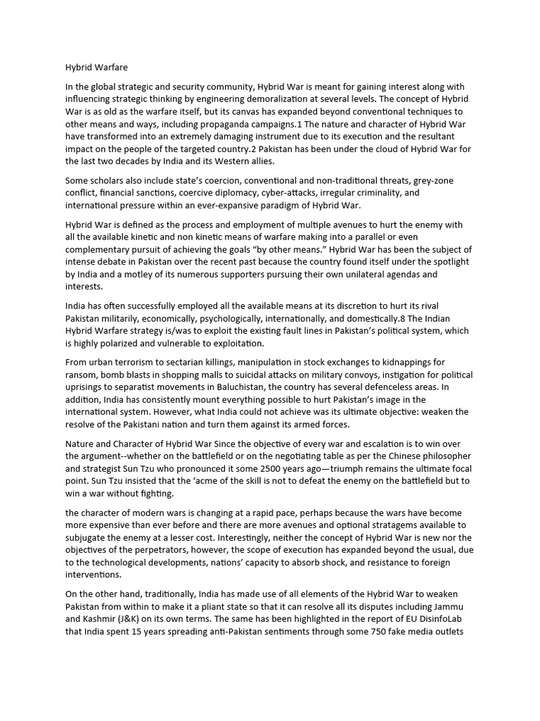 Hybrid Warfare | Download Free PDF | Pakistan | International Monetary Fund Hybrid Warfare | Download Free PDF | Pakistan | International Monetary Fund