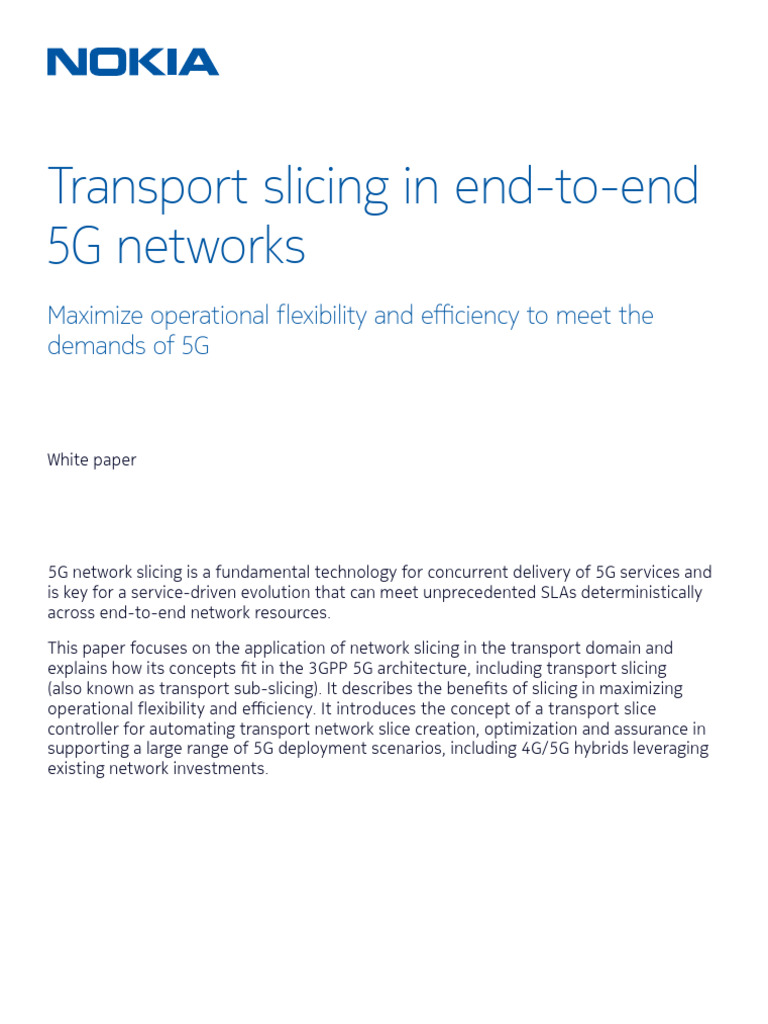 Nokia Transport Slicing End-To-End 5G White Paper EN | PDF | Computer ...