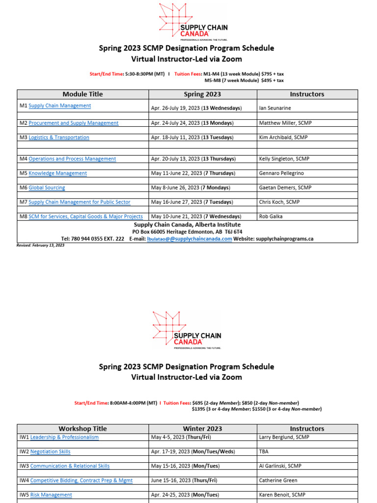 Spring 2023 SCMP Program Schedule | PDF | Business Process Management ...