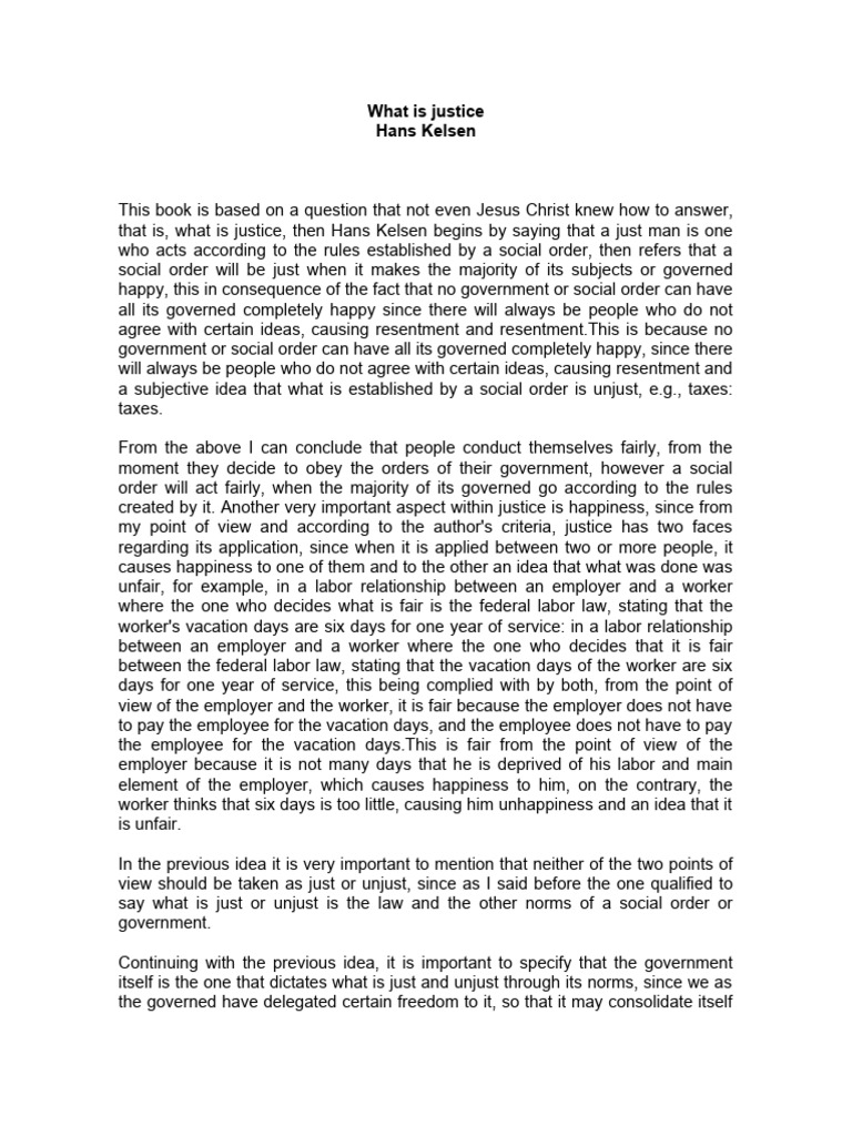 Understanding Justice: Kelsen's Perspective | PDF | Justice | Crime & Violence